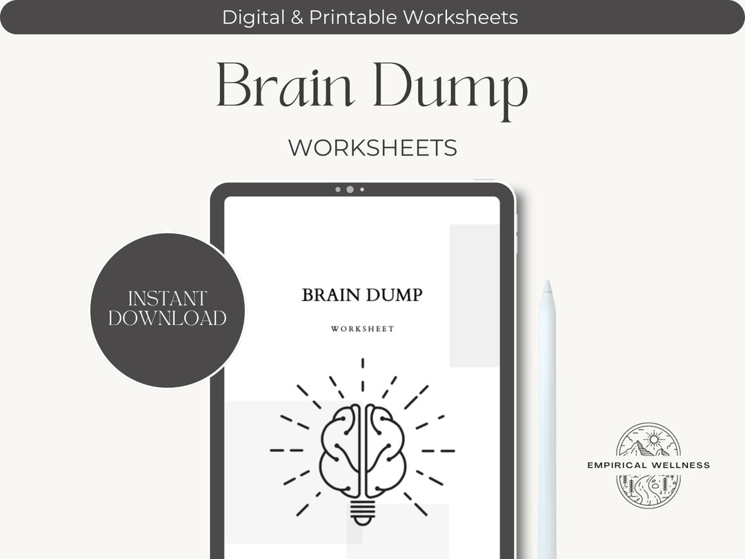 Brain Dump Mental Health Worksheets - Printable and Digital Workbook ...