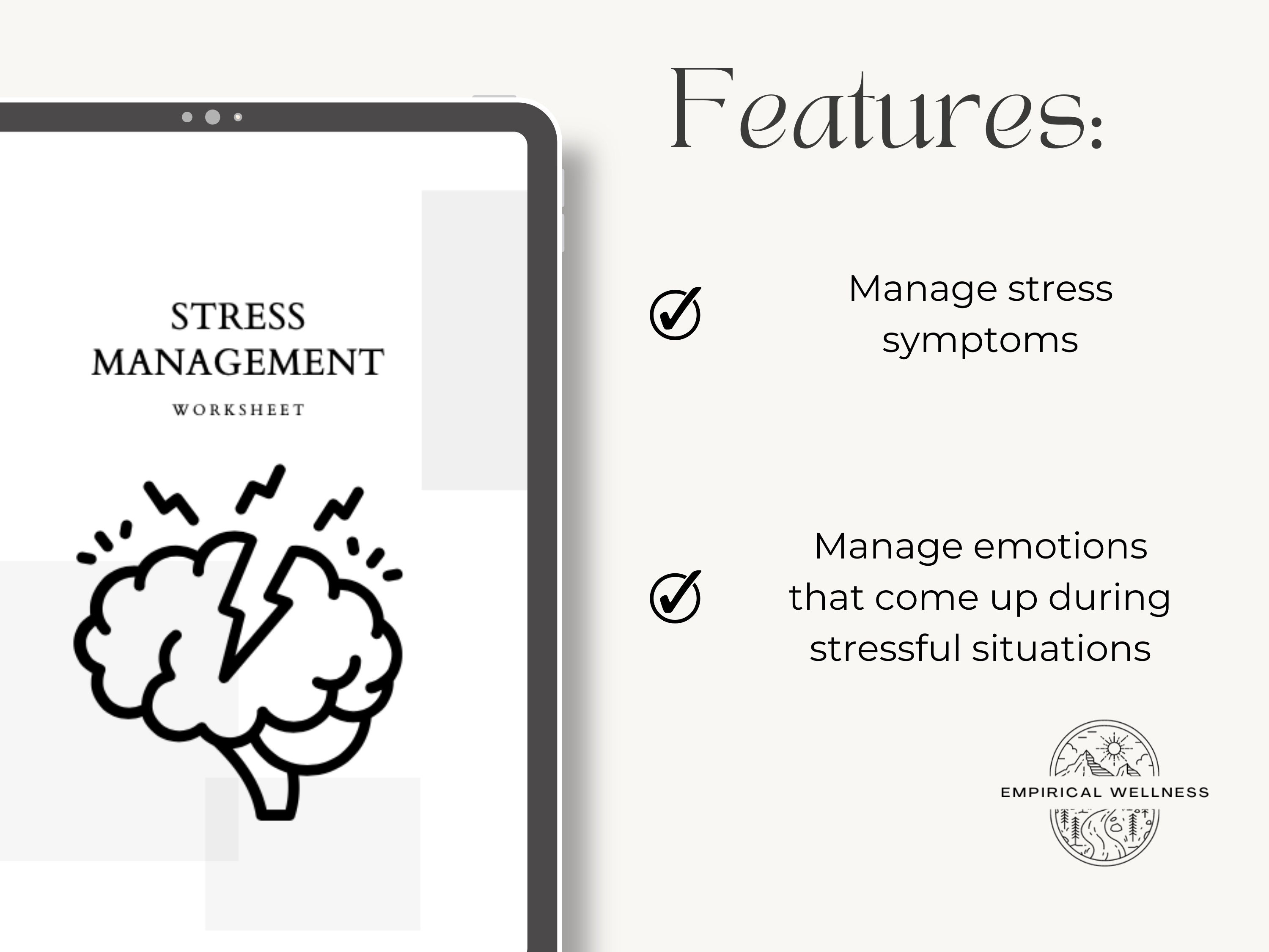 Stress Management Mental Health Worksheets - Printable & Digital ...