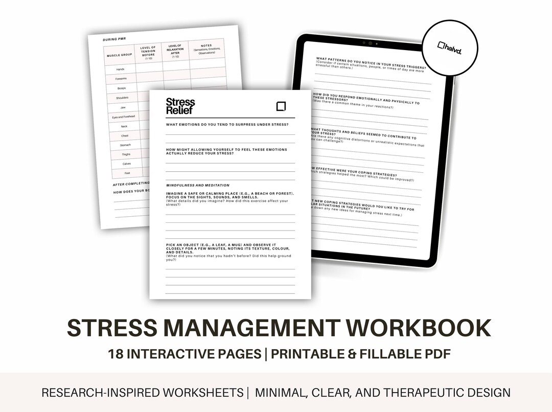 CBT Stress Management Workbook | Mental Health, Self-reflection (PDF ...