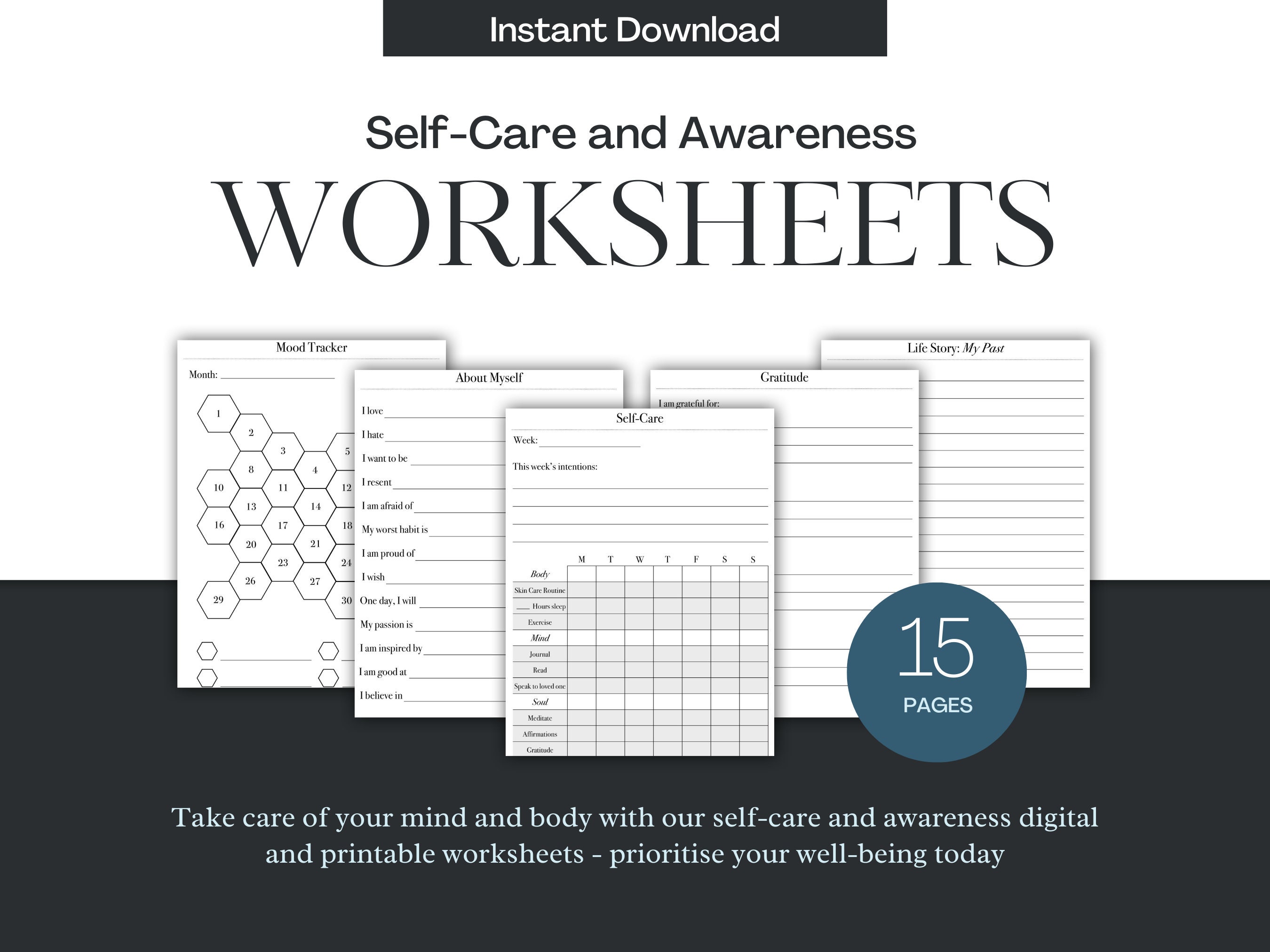 Printable Digital Self-care Worksheets for Mindfulness - Etsy Canada