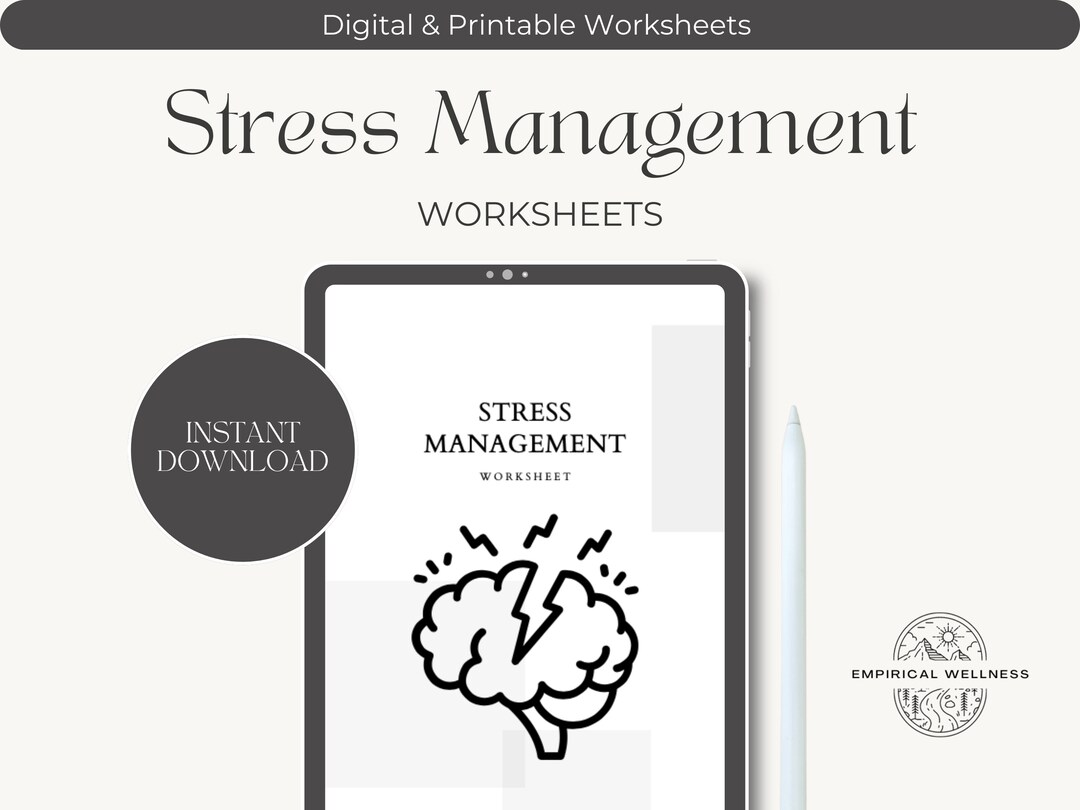 Stress Management Mental Health Worksheets - Printable & Digital ...