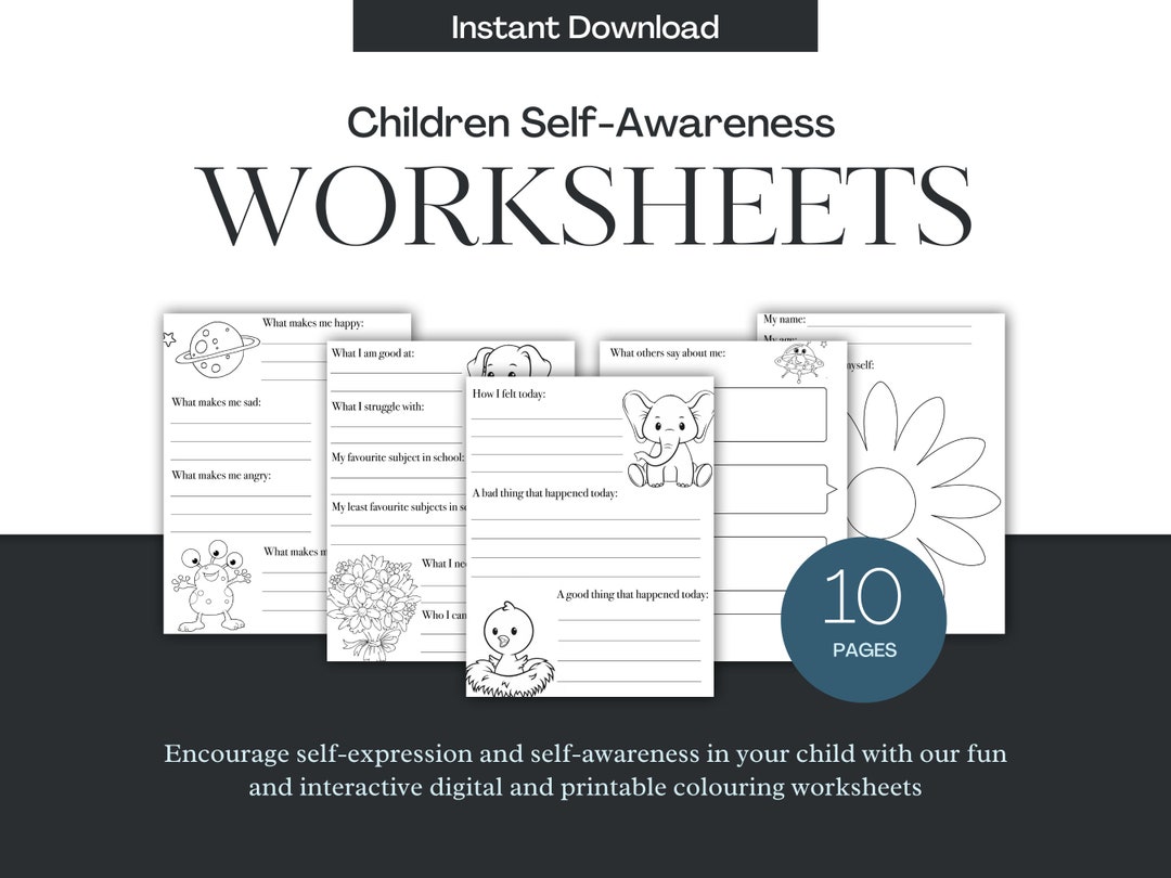 Digital Self-awareness Colouring Worksheets for Kids - Etsy
