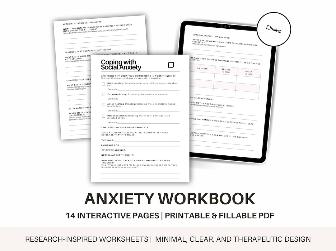 Anxiety Management Workbook | CBT Tool | Therapy Worksheets ...