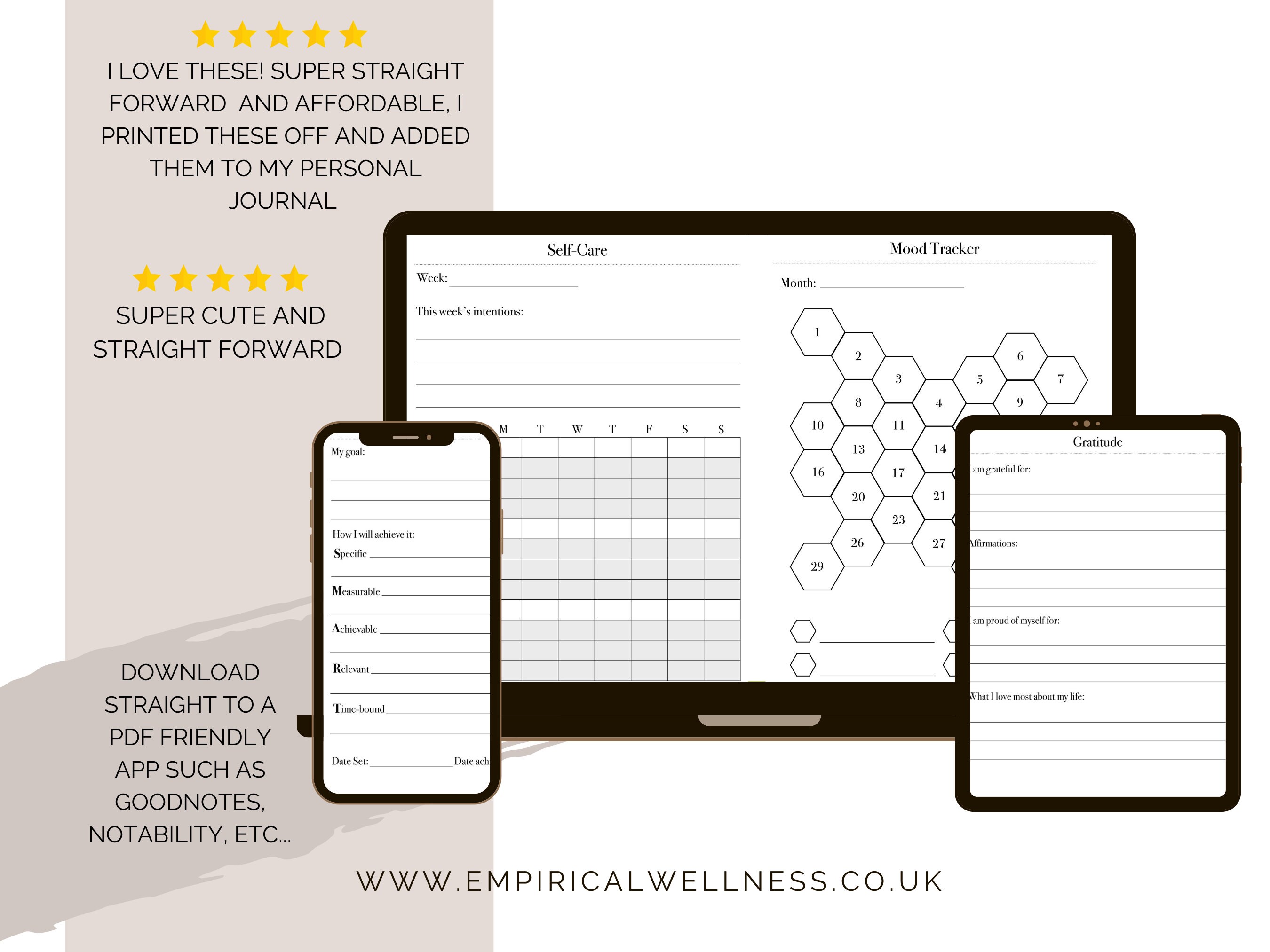 Printable Digital Self-care Worksheets for Mindfulness - Etsy UK