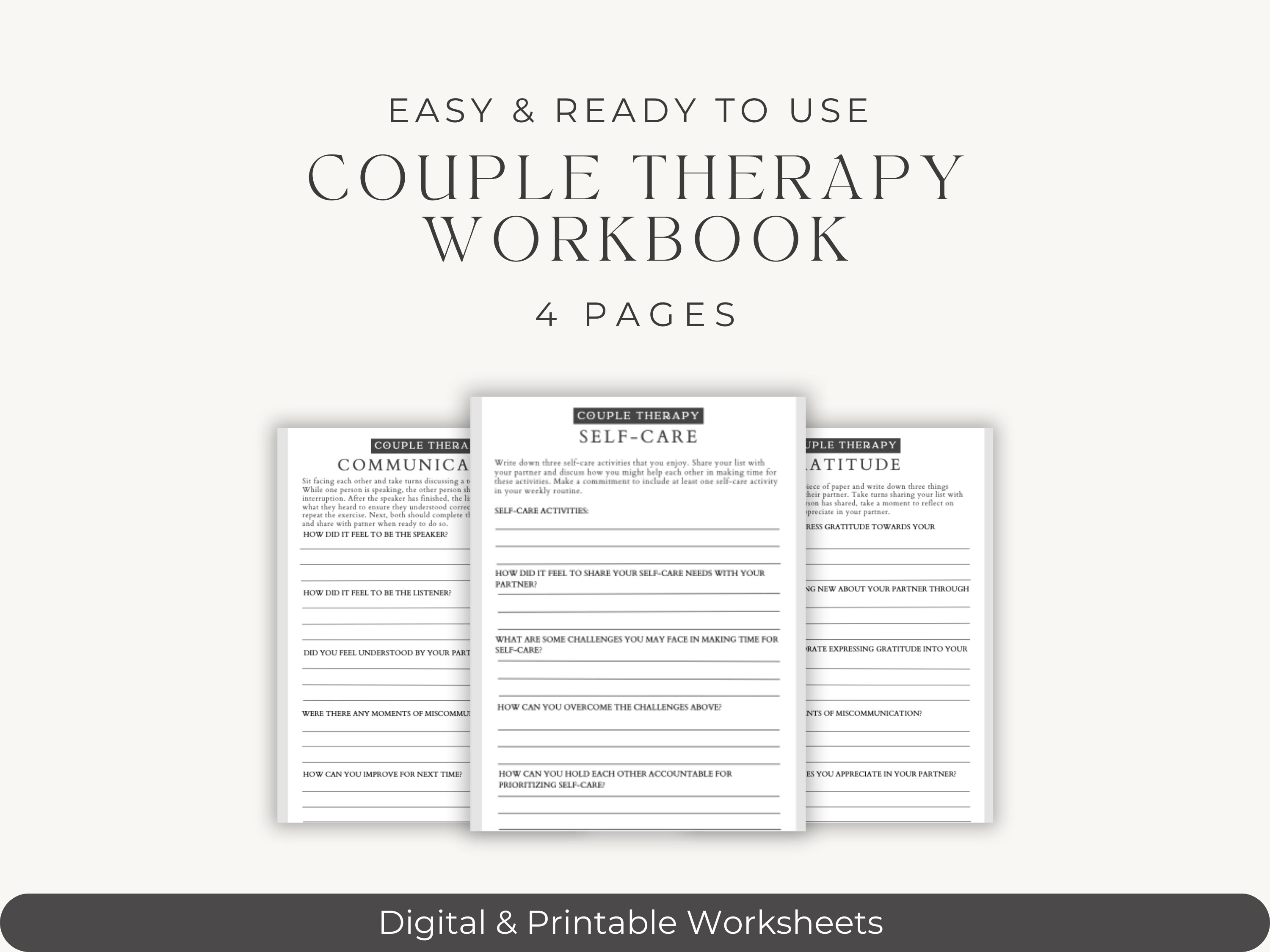 Strengthen Your Relationship: Printable Couple Therapy Worksheets for ...