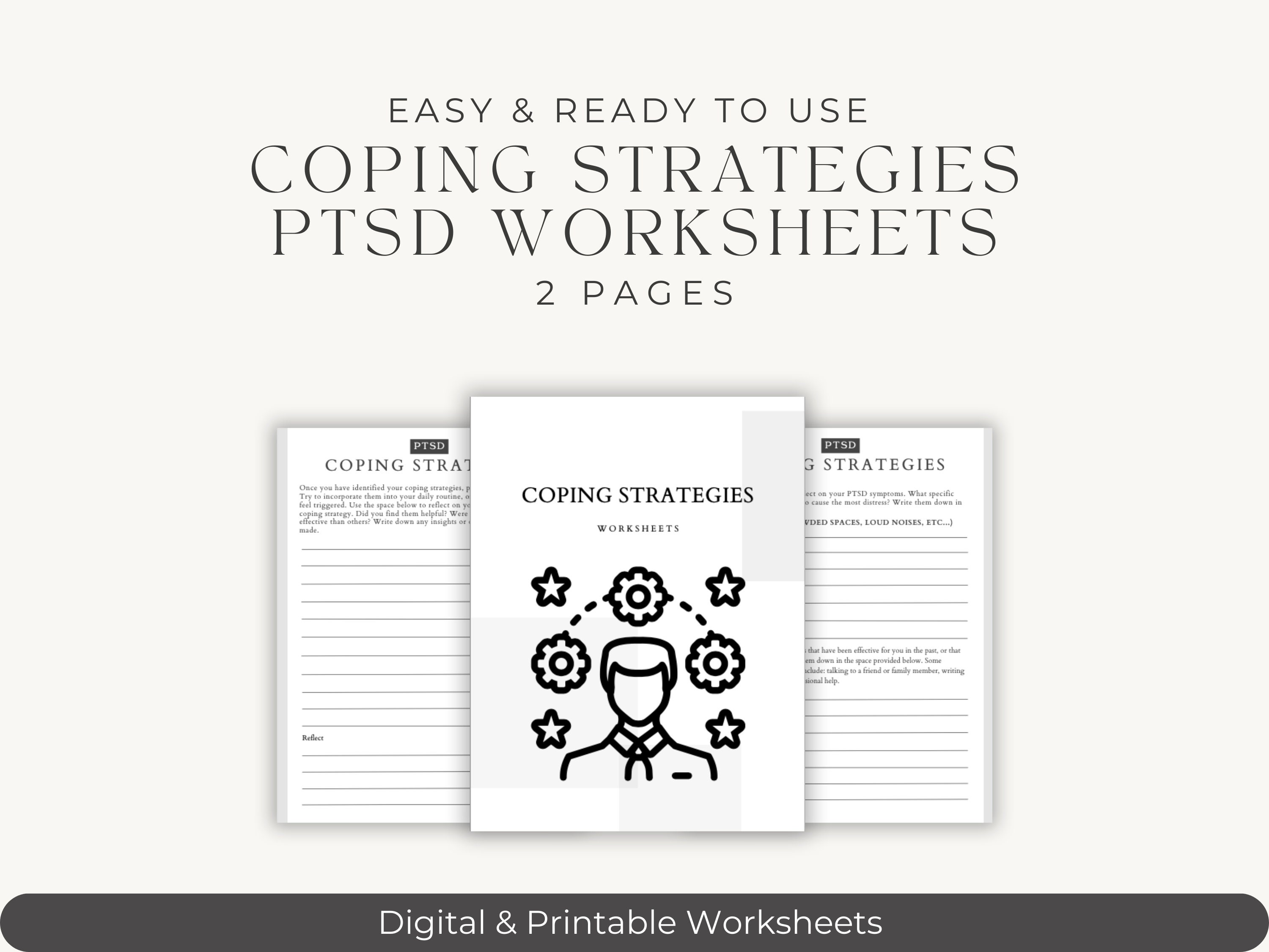 Coping With PTSD: Printable and Digital Mental Health Worksheets to ...