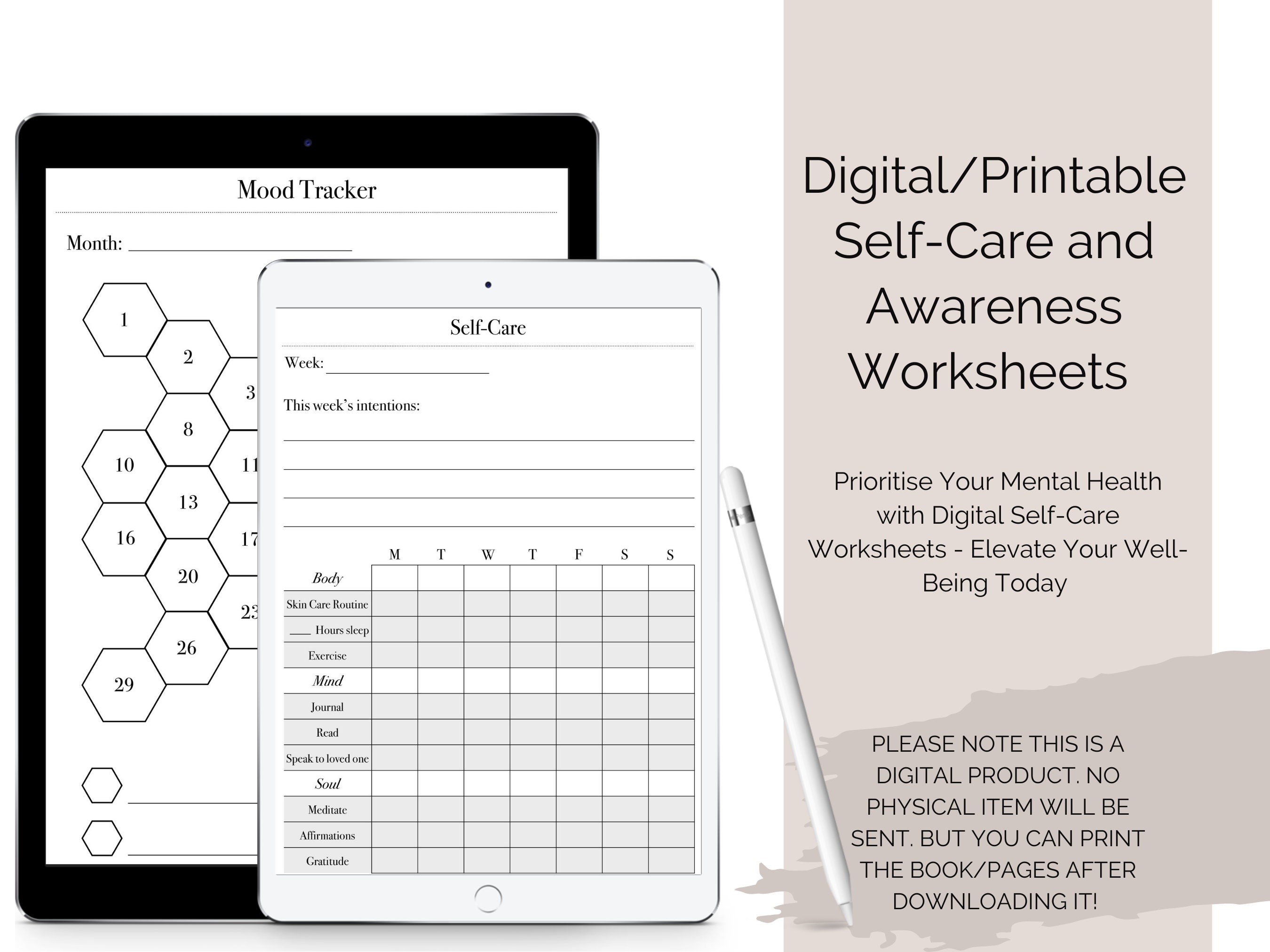 Printable Digital Self-care Worksheets for Mindfulness - Etsy UK