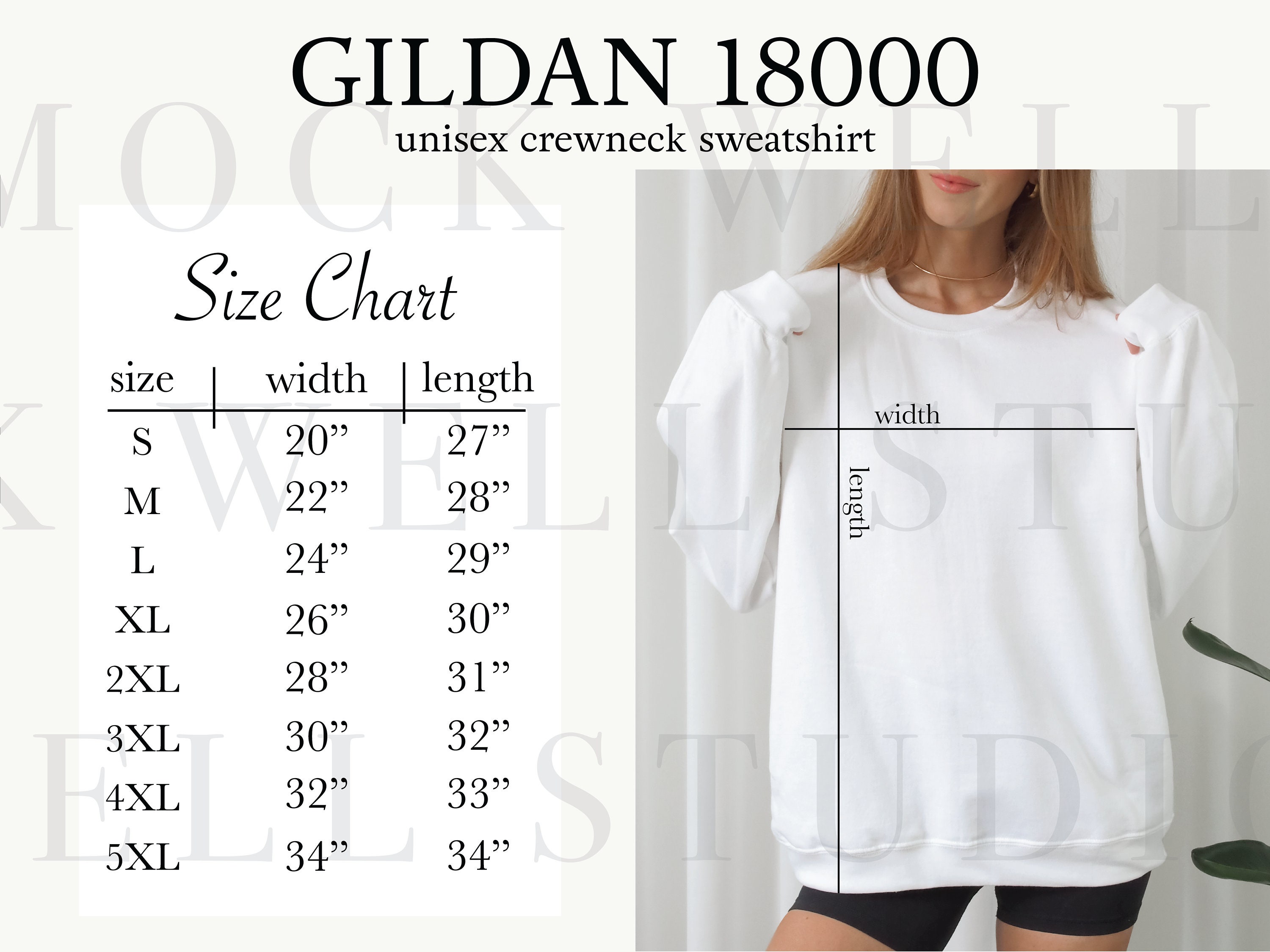 Gildan 18000 Size Chart | Size Chart for Gildan, Size Chart Mockup ...