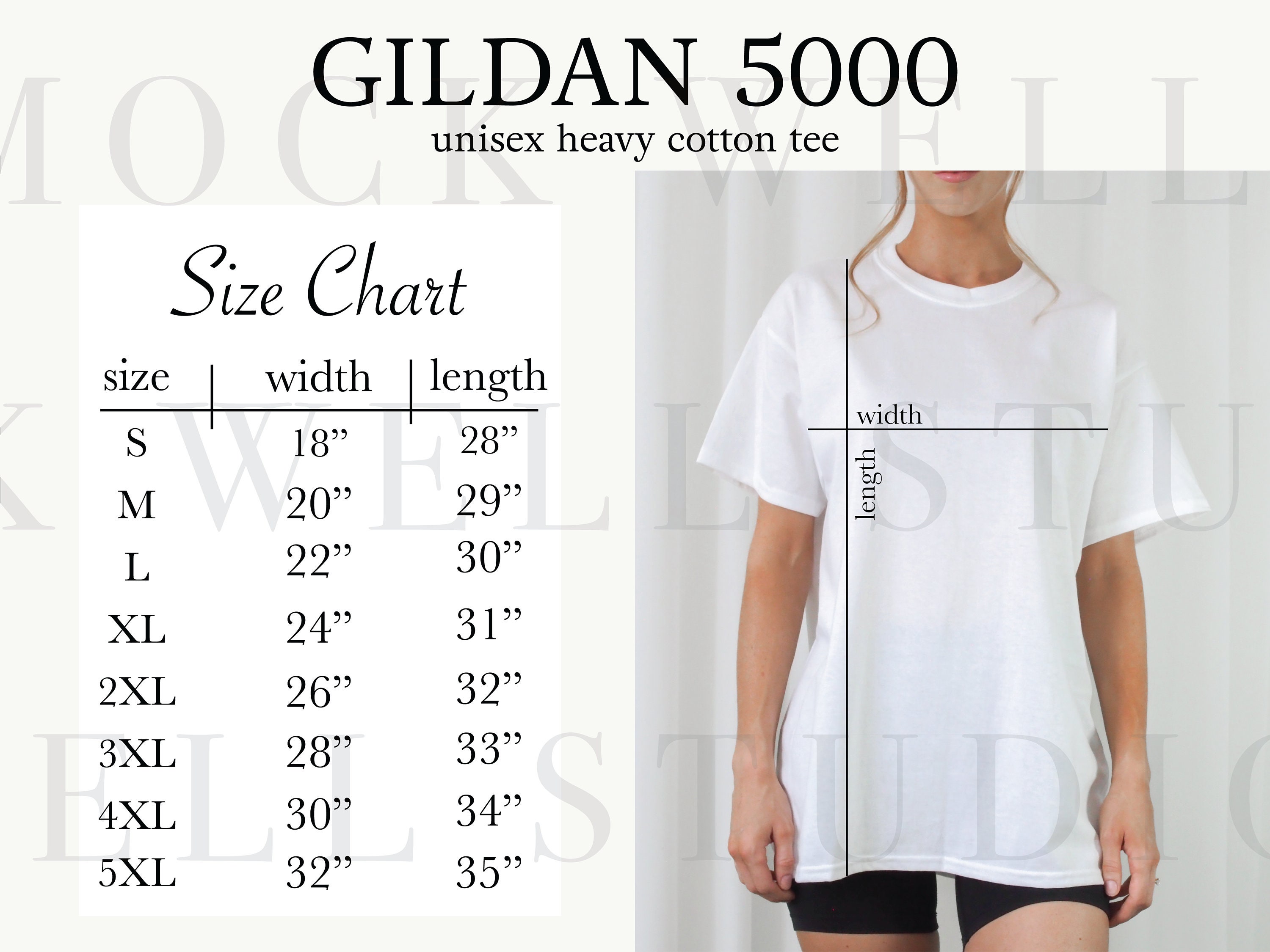 Gildan 5000 Size Chart Size Chart For Gildan Size Chart Etsy