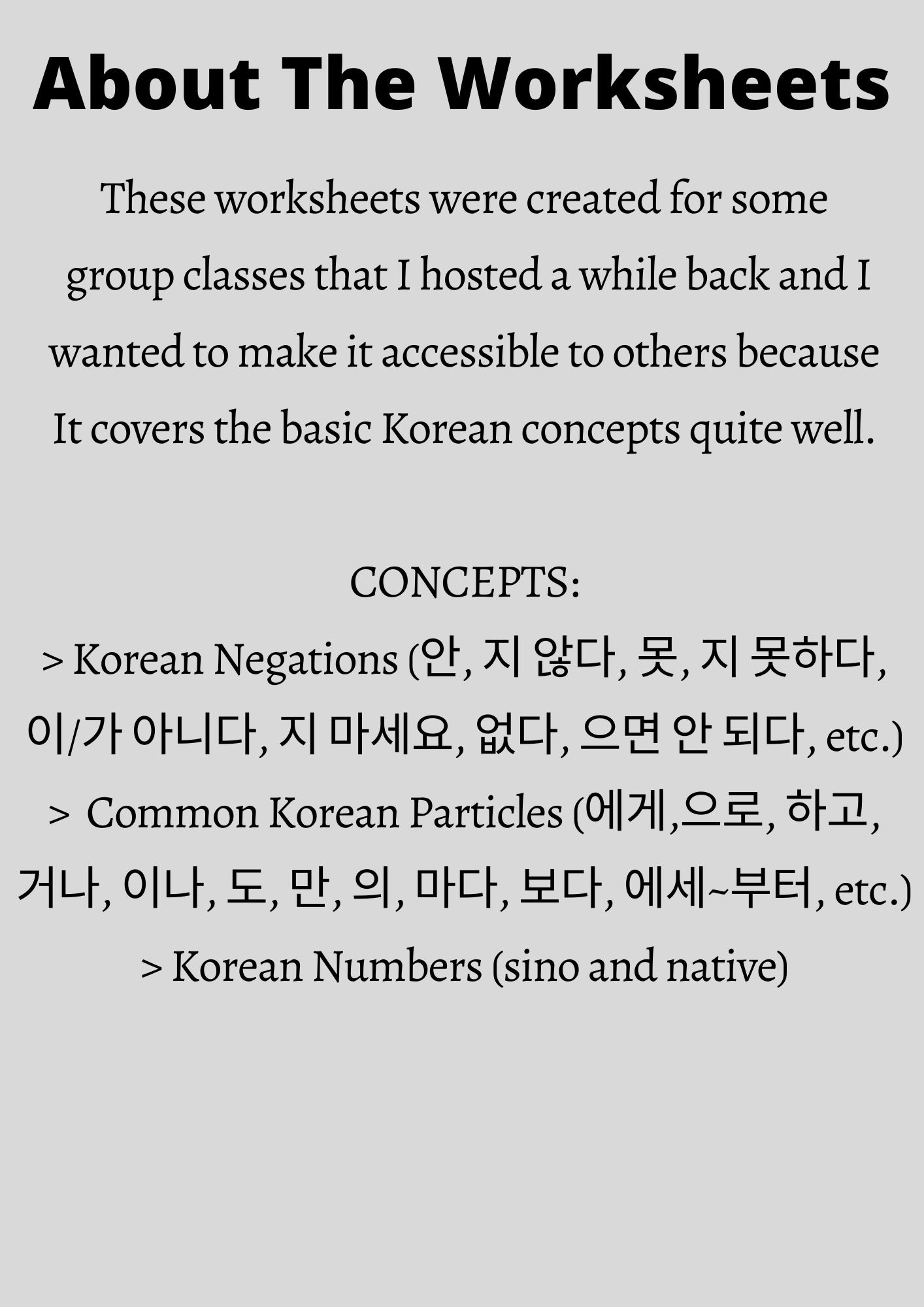 All Korean Basics Worksheets Basic Korean Grammar, Korean Particles ...