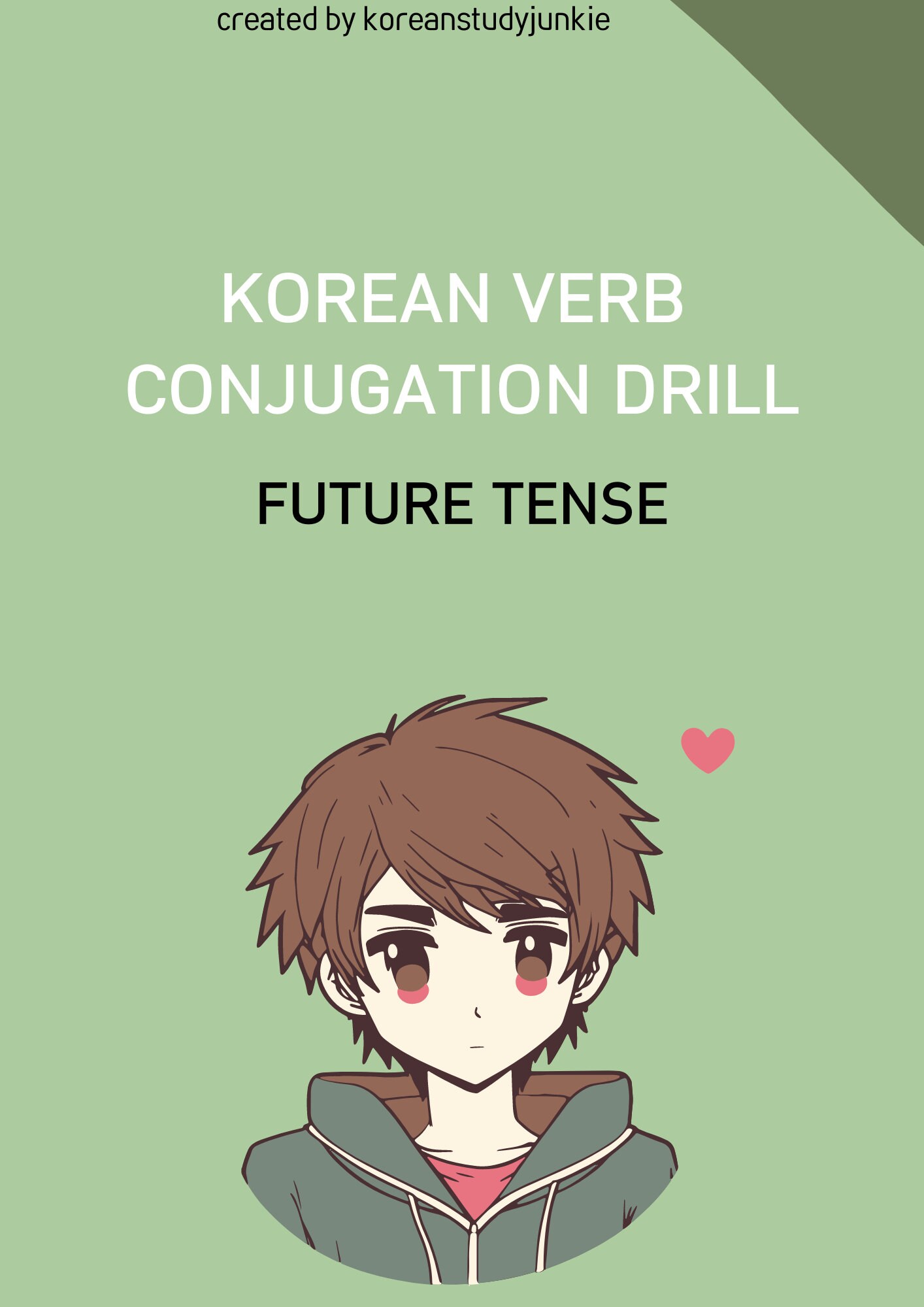 Korean Conjugation Charts Verb Conjugation Practice Future Tense ...