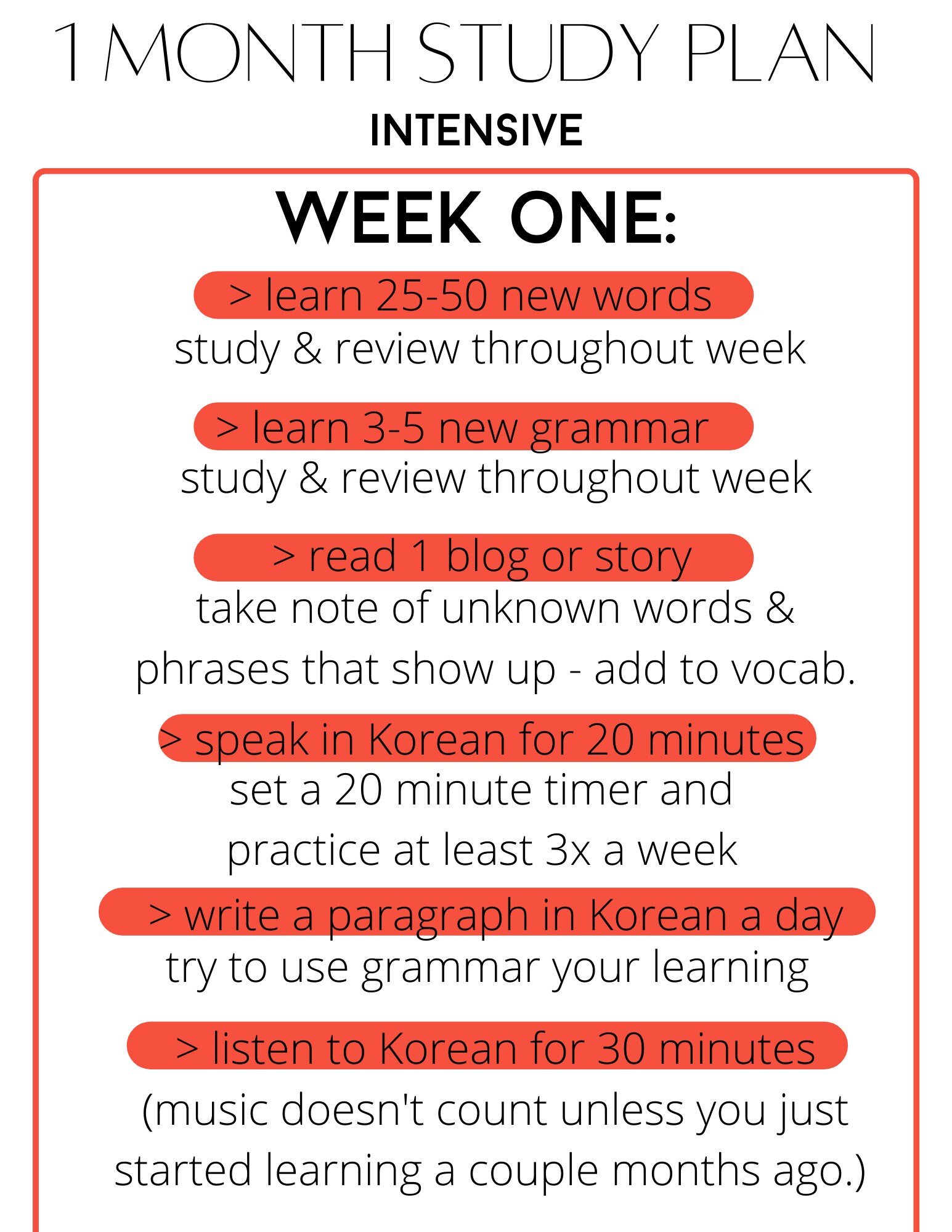 Pre-made Monthly Korean Study Plans - Etsy