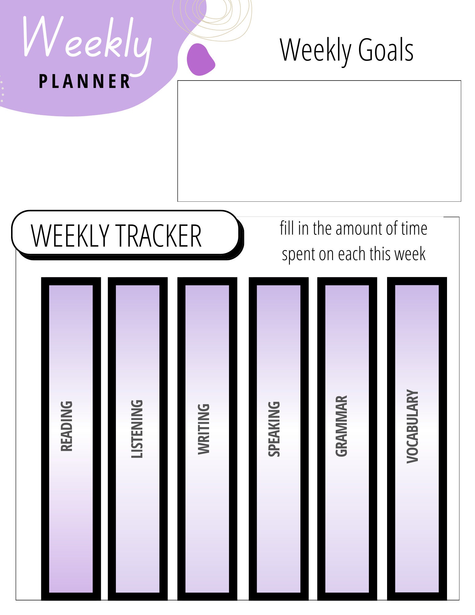 Weekly Korean Study Planner Digital Planner Study Tracker - Etsy