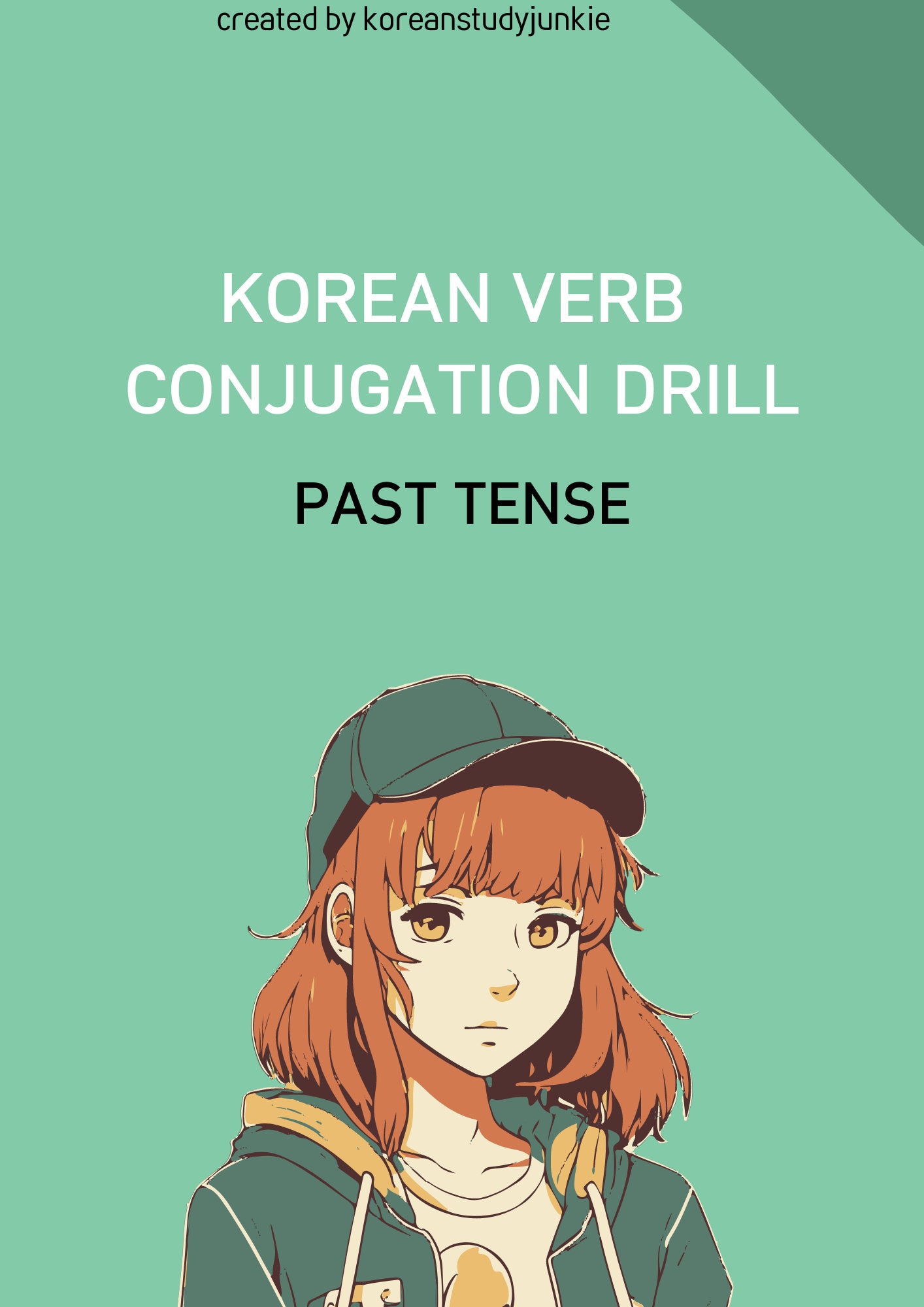 Korean Verb Conjugation Practice Worksheets, Past Tense Verb ...