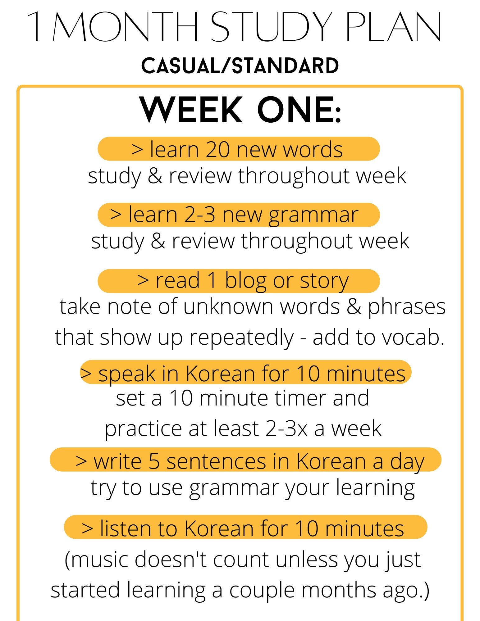 Pre-made Monthly Korean Study Plans - Etsy