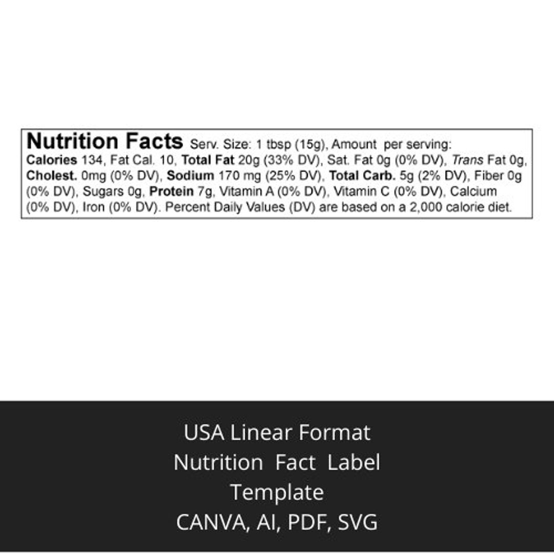 USA Linear Nutrition Fact Label Template Based on Latest Regulations ...