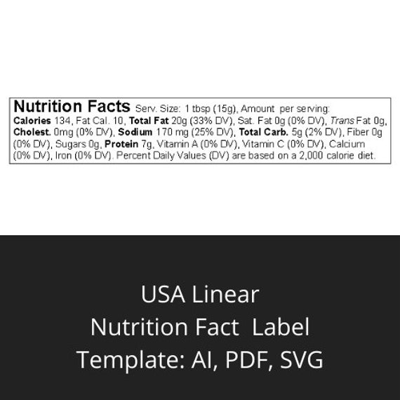 USA Linear Nutrition Fact Label Template Based on Latest | Etsy