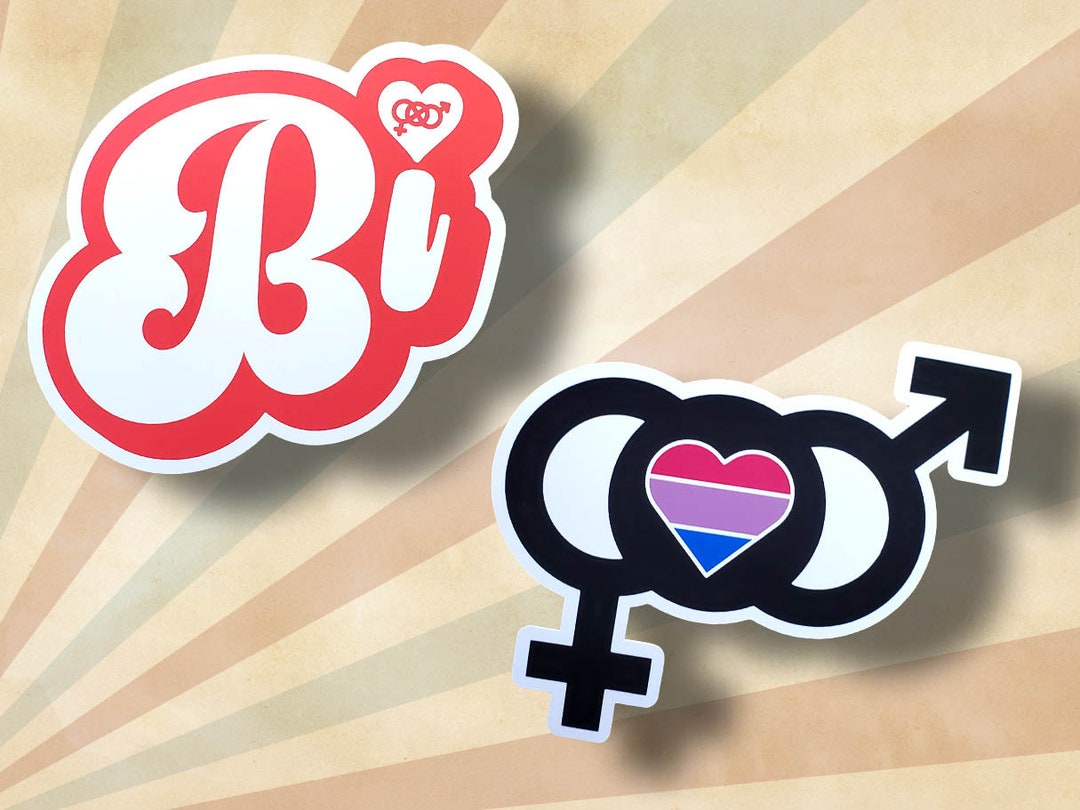 Bisexual Sticker Pack, Bisexual Symbol Sticker, Groovy Retro Bisexual ...