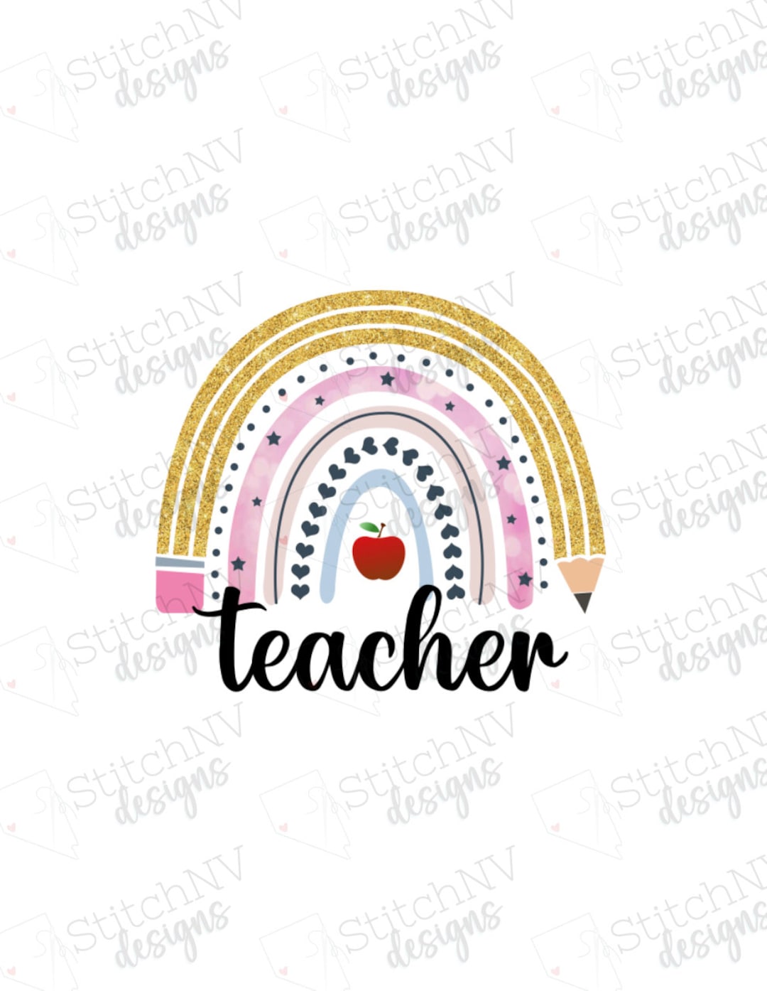 Teacher Pencil Rainbow PNG Cute Trendy Back to School PNG - Etsy