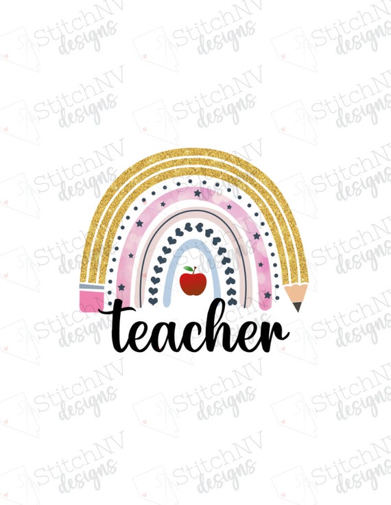 Teacher Pencil Rainbow PNG Cute Trendy Back to School PNG - Etsy