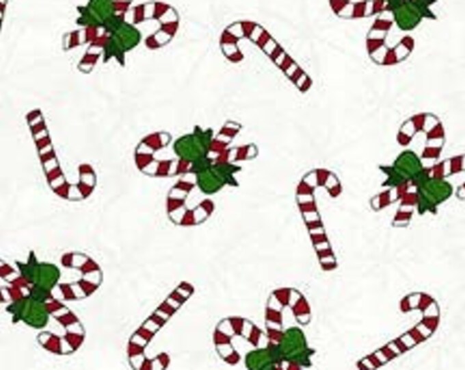 Tossed Candy Canes Cotton Fabric 281201 My Cowboy Gave to Me Blank 12 ...