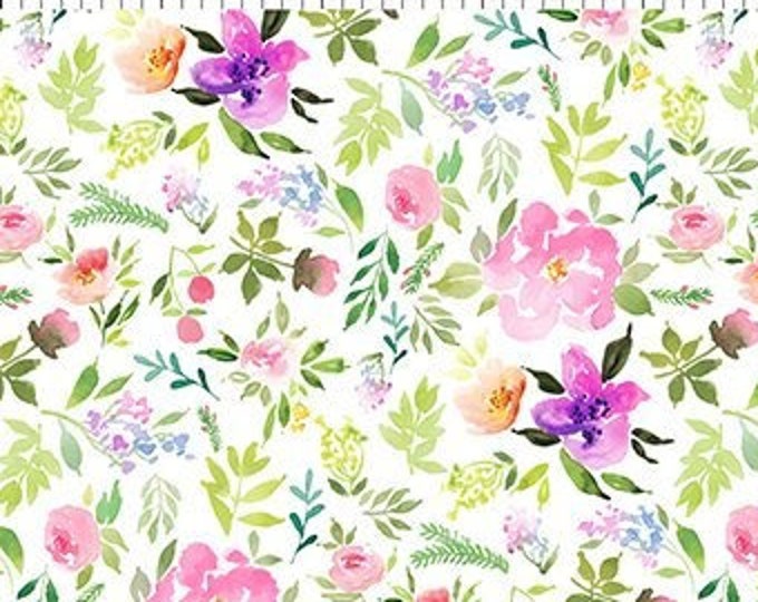 Pink Sprig Cotton Fabric, Watercolor Beauty 11GSH-2 in the Beginning ...