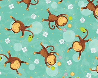 Jungle Animal Border Stripe Cotton Fabric Wee Safari 25641-10 Northcott ...