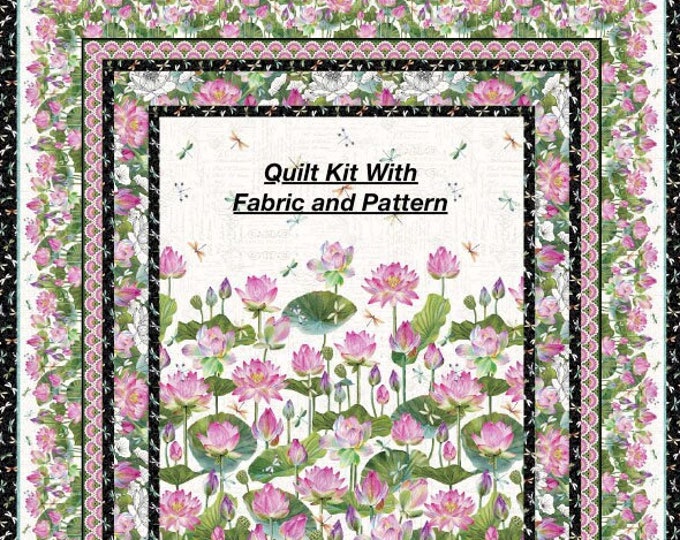 Lily Pond Quilt Kit With Fabric and Pattern for 62x70'' Quilt Top and ...