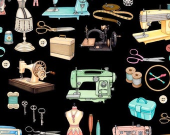 Steampunk Stitchery Toss Cotton Fabric, 29395 Desiree's Designs QT ...