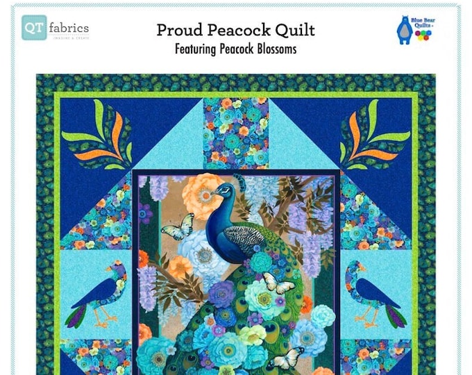 Proud Peacock Quilt Kit With Fabric and Pattern for 67x74 Quilt Top and ...