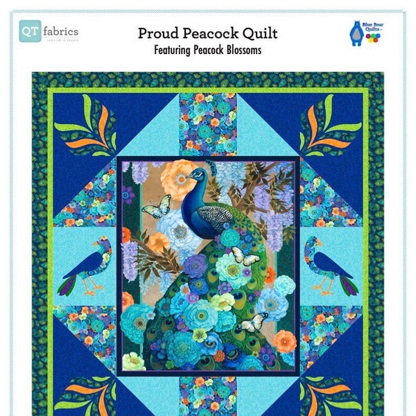 Peacock Blossom Quilt Panel - Etsy