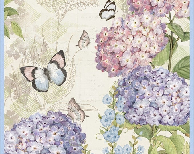 Hydrangeas Large Panel Cotton Fabric, Hydrangea Mist 39818-243 Susan ...