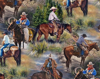Cowboy Motifs Cotton Fabric, Cowboy Culture 3330-42, Urban Essence ...