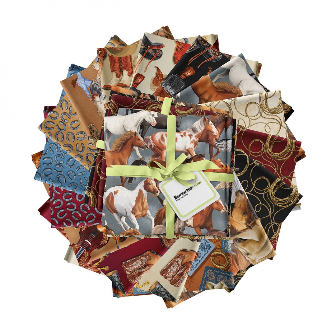16 Pc Yellowstone Fat Quarter Bundle Cotton Fabric, Benartex, Western ...