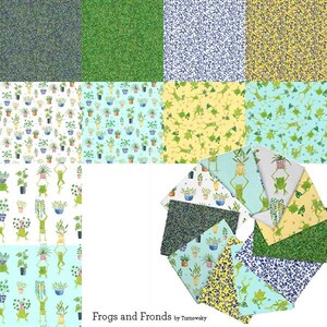 Plants Cotton Fabric, Frogs and Fronds 29291 Turnowsky QT Fabrics by ...