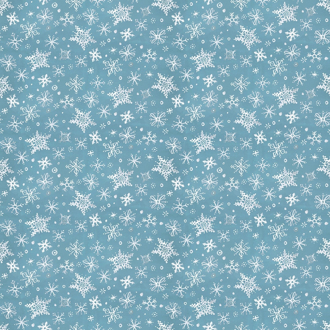 Blue Snowflakes Cotton Fabric, DJL2160 Christmas Winter Holiday License ...