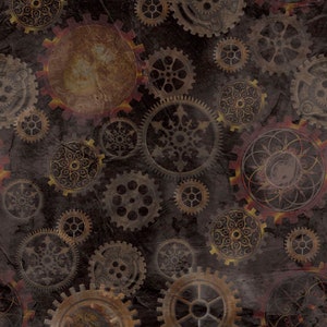 Gears Cotton Fabric 29602 Steampunk Halloween 2 Desiree's Designs QT ...