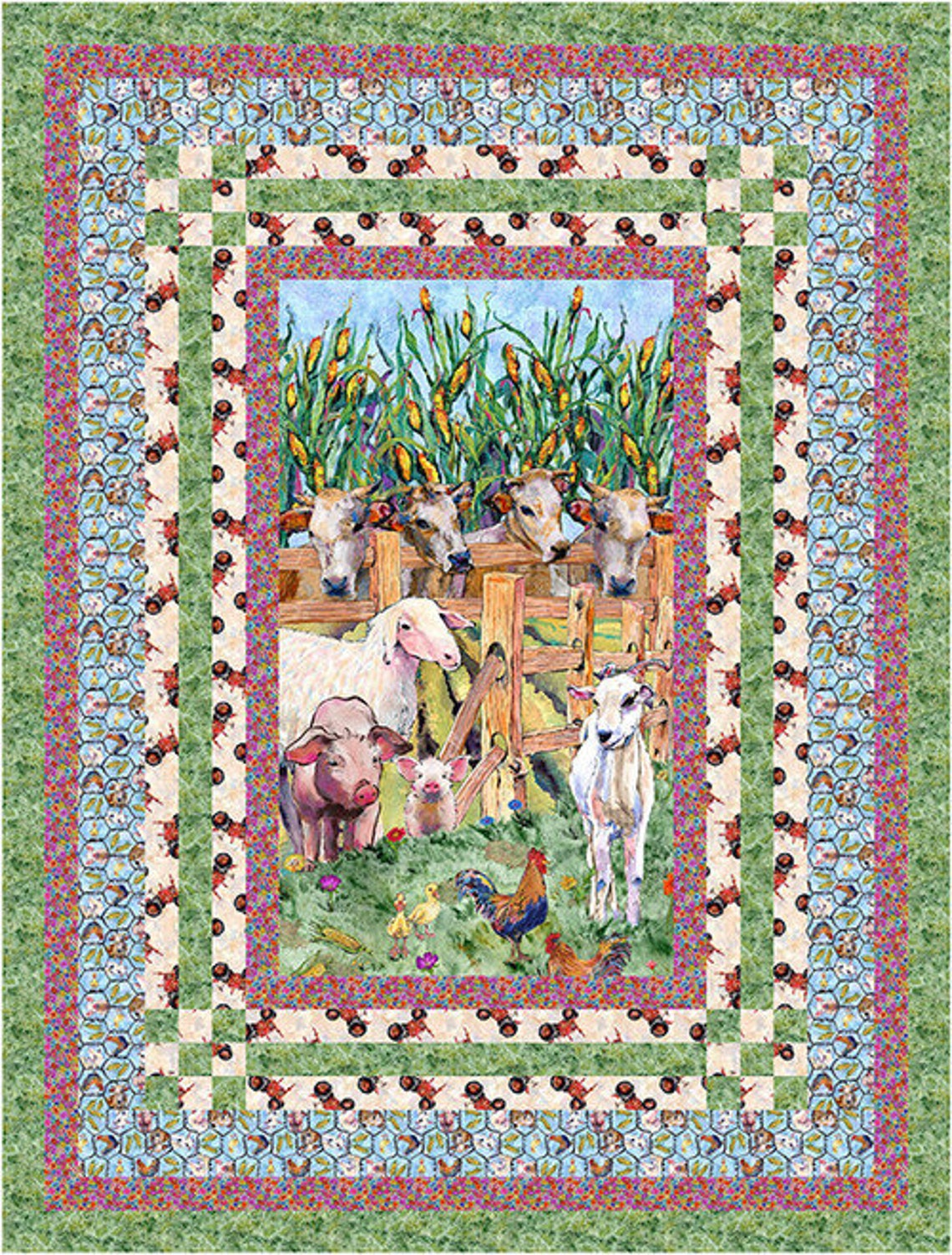 24" Farm Panel Cotton Fabric, 3259P-66 Out of Farms Way, Anne Gregory ...