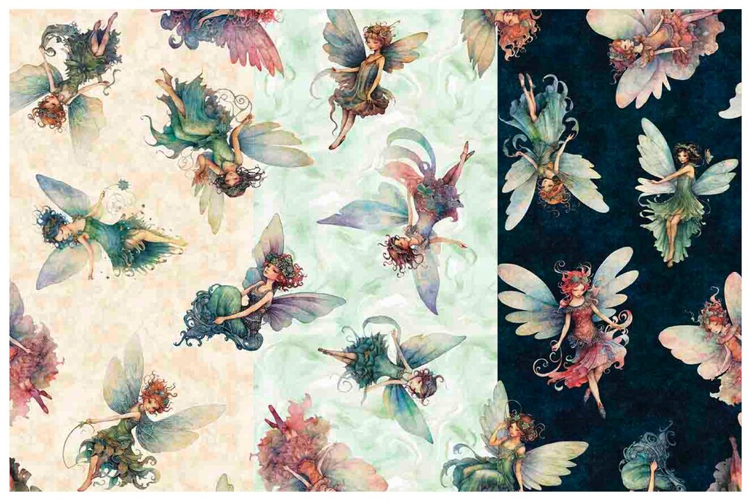 Fairy Toss Cotton Fabric, 30761 Enchanted Morris Creative QT Fabrics FQ ...