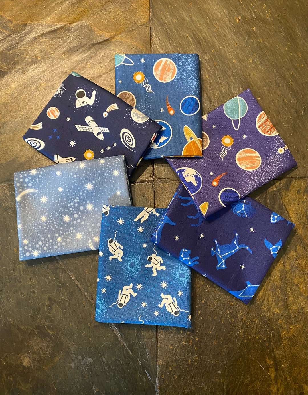 Space Glow 6 Piece Fat Quarter Bundle Cotton Fabric W/optional Panel ...