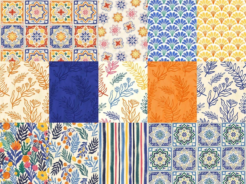 Decorative Tiles Cotton Fabric, Cyprus, CYPR05490-MU Janelle Penner, P ...