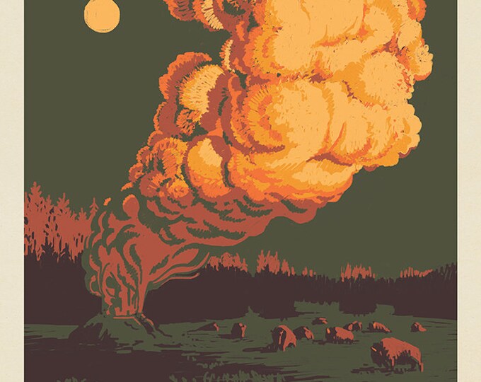 Yellowstone National Park Panel Cotton Fabric, PD15096 National Parks ...