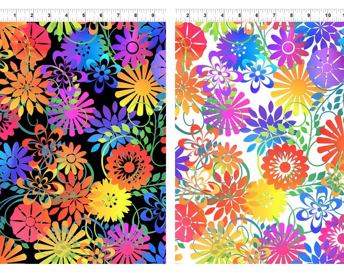 Retro 70s Floral Cotton Fabric 2PAW1 2PAW2 Pawsitivity in the Beginning ...