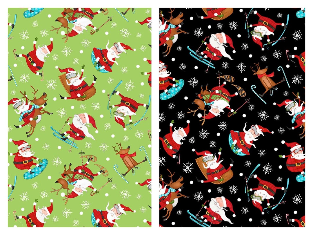 Santa Toss Cotton Fabric Extreme Santa Claus Bonnie Lemaire Northcott ...