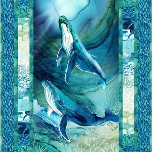 Canvas Humpback Whale Bag Panel Cotton Fabric, Deep Blue, Edwards Samra ...