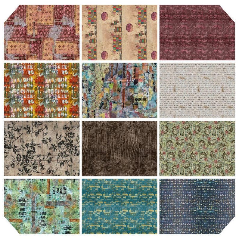 12pc Tim Holtz Seth Fat Quarter Bundle, Live Out Loud, Eclectic ...