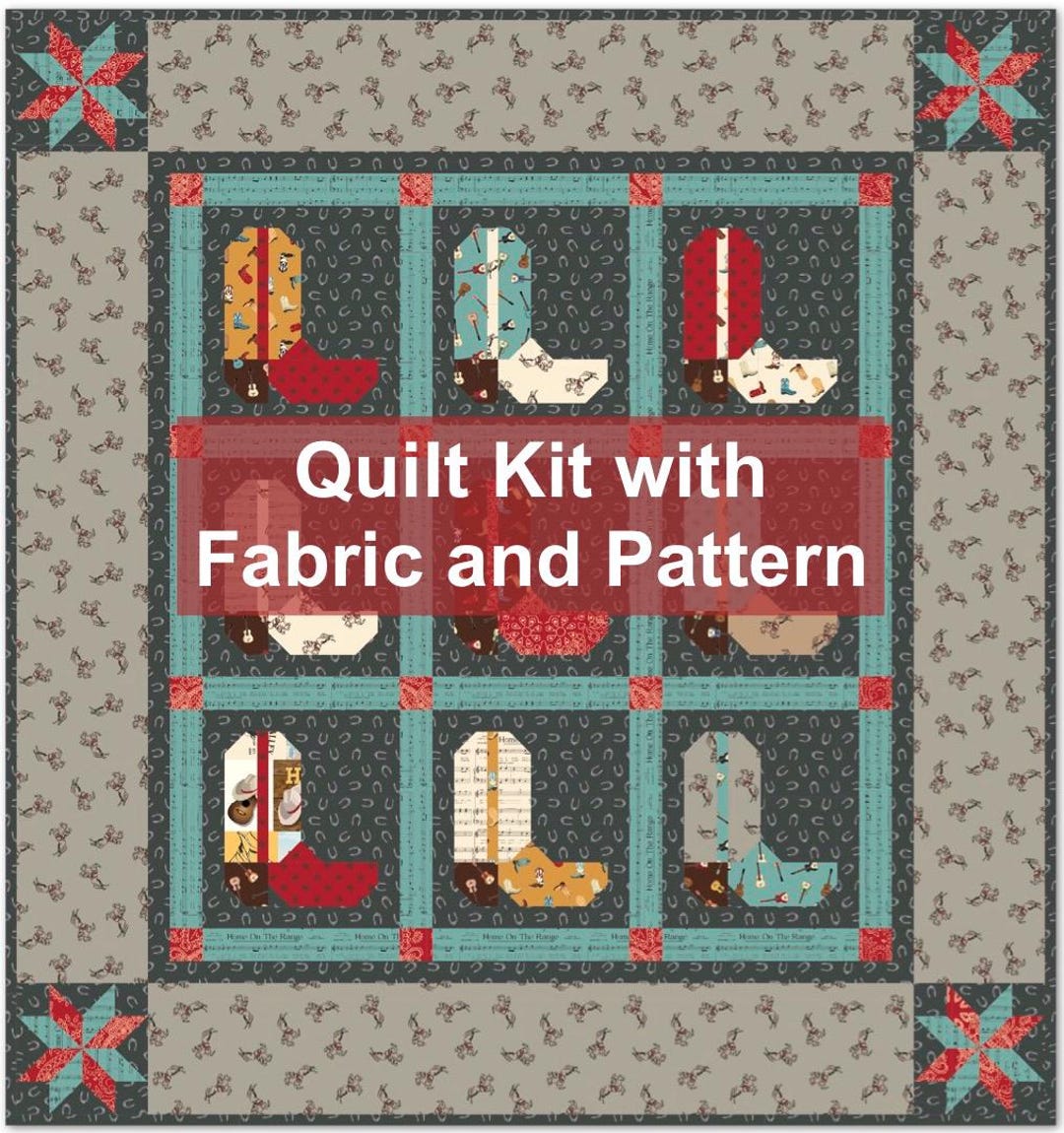 Cowboy Boots Quilt Kit With Fabric and Pattern for Quilt Top & Binding ...