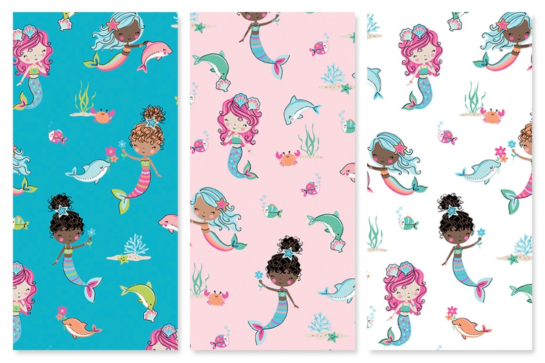 Mermaid Main Cotton Fabric, Mer-mazing Riley Blake C14190 FQ Fat ...