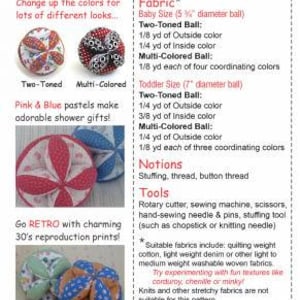 Baby Puzzle Ball Paper Sewing Pattern, Sew Fun, Two Size Fast Easy to ...