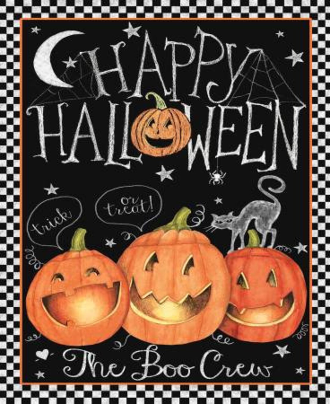 The Boo Crew Pumpkins Panel Cotton Fabric for Halloween, Susan Winget ...